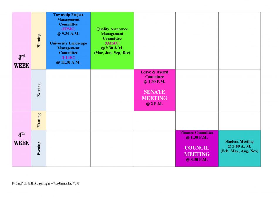 University Calendar – Wayamba University of Sri Lanka