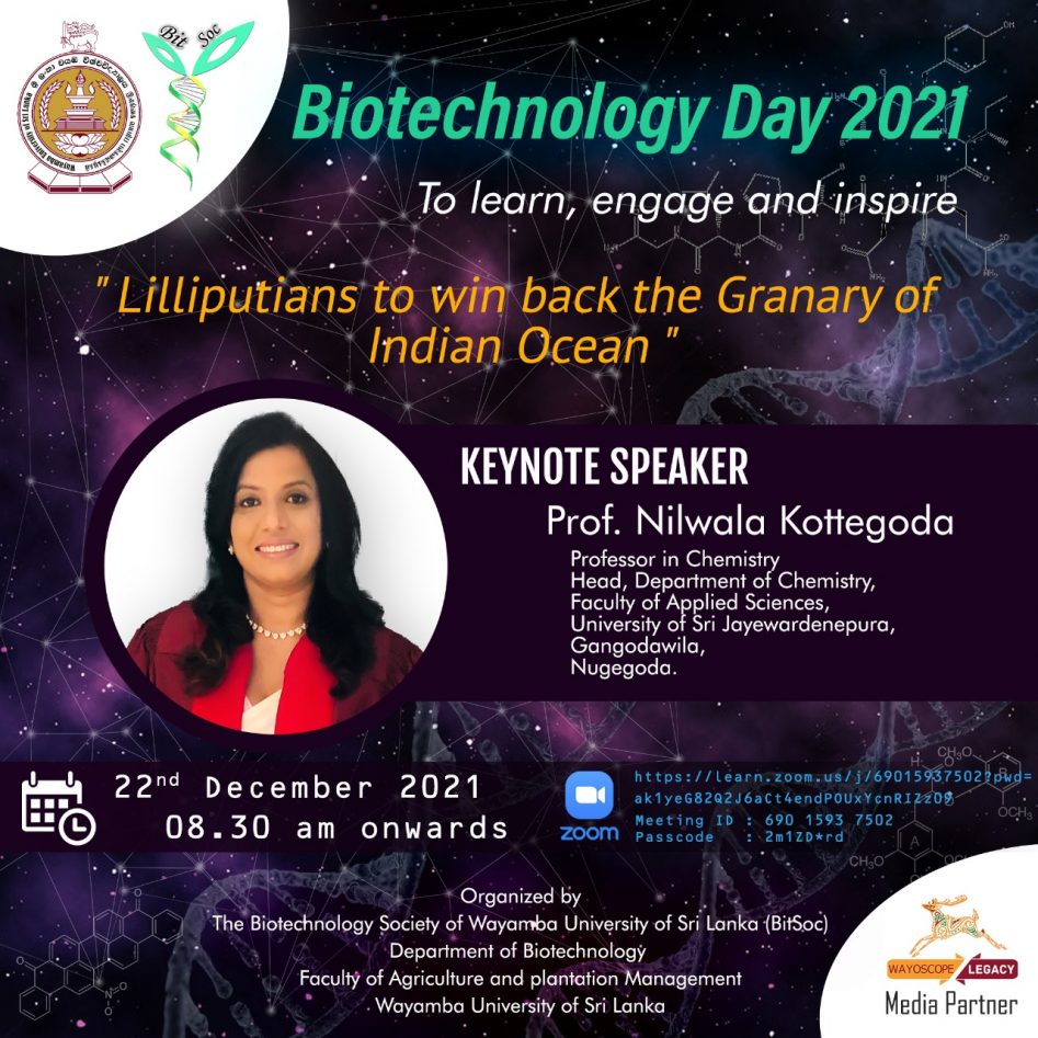 Join the “Biotechnology Day – 2021” Organized by the WUSL-FAPM BitSoc ...