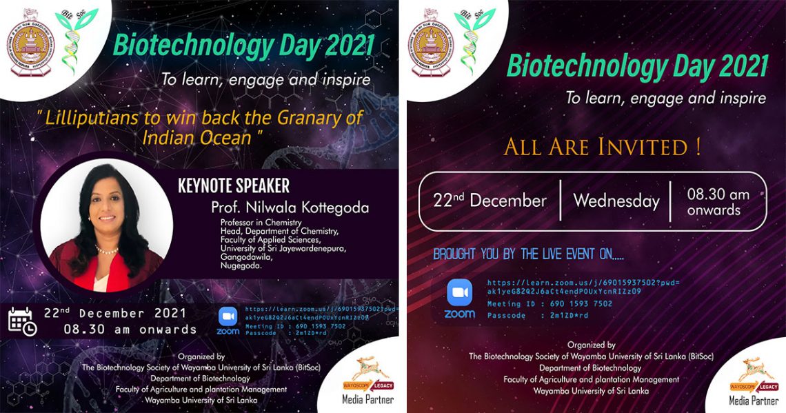 Join the “Biotechnology Day – 2021” Organized by the WUSL-FAPM BitSoc ...
