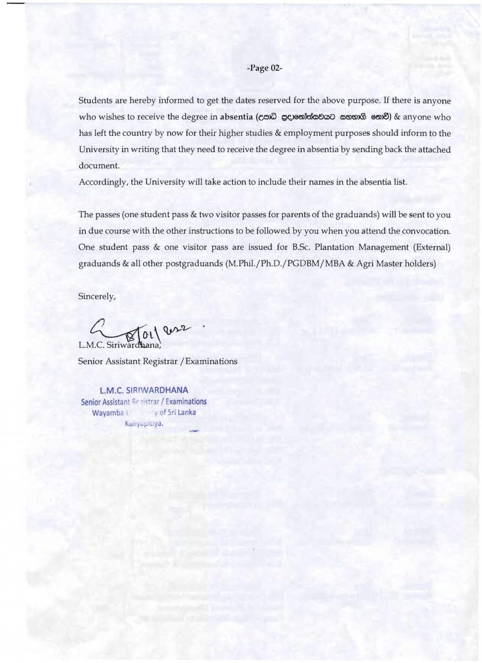 16th General Convocation – Wayamba University of Sri Lanka