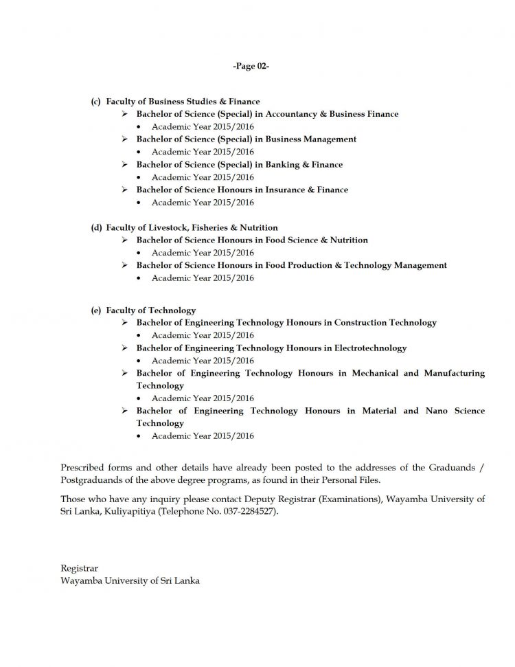 17th General Convocation – Wayamba University of Sri Lanka