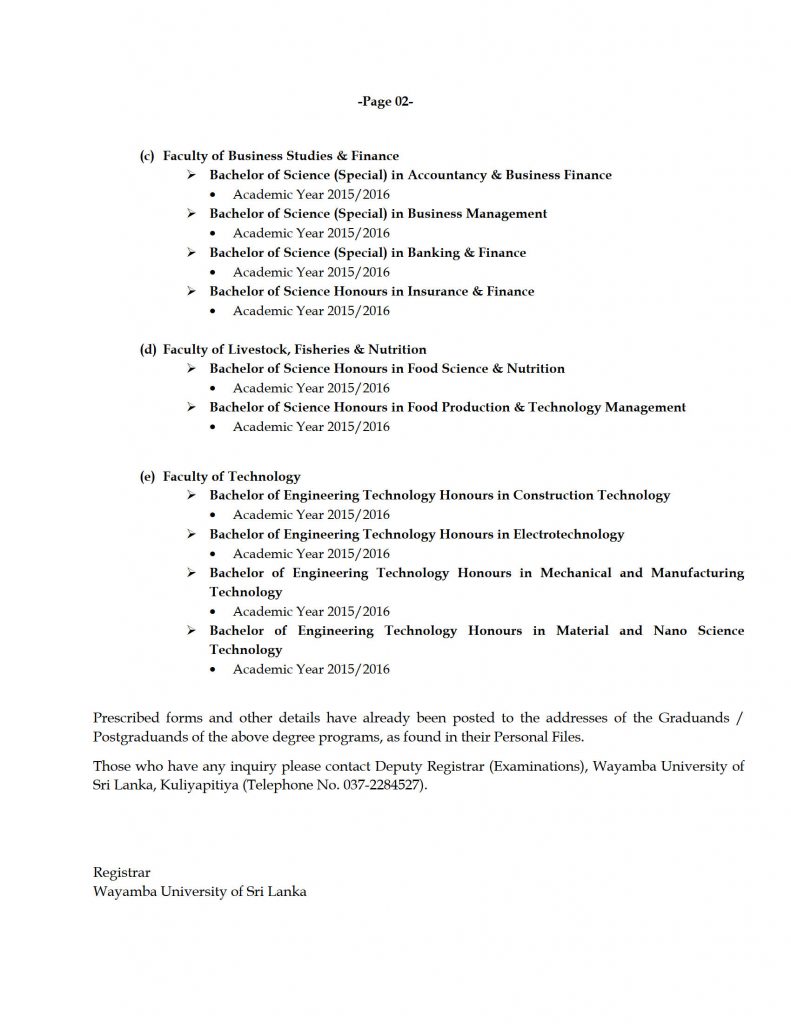 17th General Convocation – Wayamba University of Sri Lanka