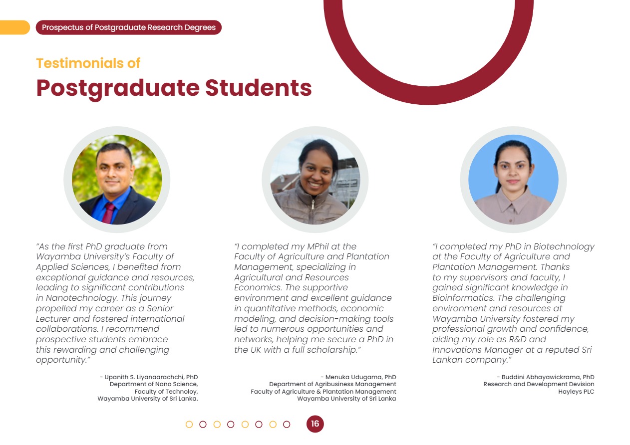 Postgraduate Prospectus – Wayamba University of Sri Lanka